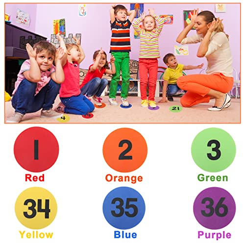 Hoedia 70pcs Carpet Markers Floor Dots Multicolour Spot Marker,Magic Carpet Spots for Classroom Supplies Elementary School Kindergarten Daycare Decoration(26 Letters + 36 Numbers + 8 Stars)