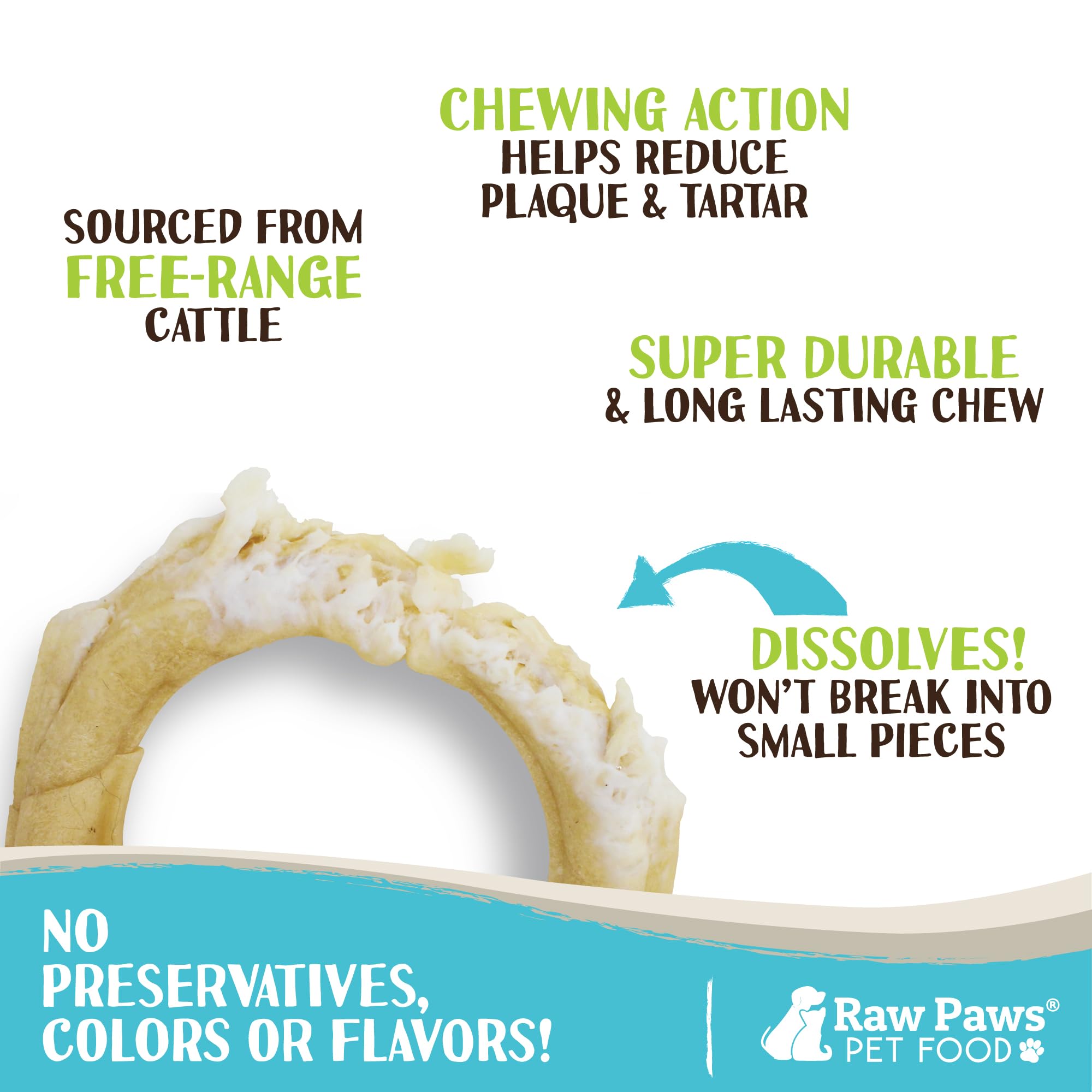 Raw Paws Compressed Rawhide Rings for Dogs, 6-inch, 5-Count - Packed in The USA - Rawhide Ring for Dogs - Digestible Rawhide Donuts - Natural Hide Dogs Chews - Natural Puppy Teething Rings