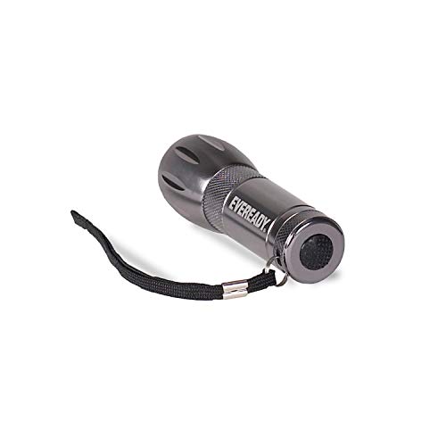 Eveready Compact LED Metal Flashlight Water Resistant, Includes 3 Super Heavy Duty AAA Batteries, 21 Lumens , Black