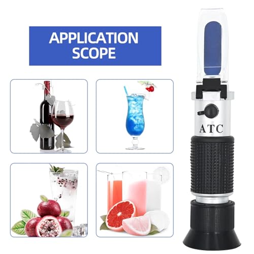 KYKYK Refractometer, Beer Wort Refractometer 0-32% Brix Wine Sugar Concentration Brewing Fruit Refractometer 1.000-1.120 Specific Ratio Meter for Fruit, Homebrewing, Juice, Vegetables