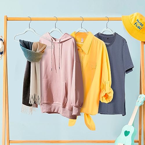 Quality Hangers Clear Plastic Hangers for Clothes | 50 Pack - Heavy Duty Hangers Space Saving Crystal Clear Acrylic Hangers | 360 Degree Swivel Hook and Notches | 17.5 Inch (Clear, 50)