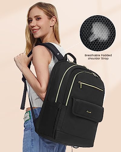 LOVEVOOK Laptop Backpack for Women,15.6 Inch Fashion Travel Backpack,Large Capacity Backpack Purse with USB,Water-resistant fits College Work Business Travel (Black)