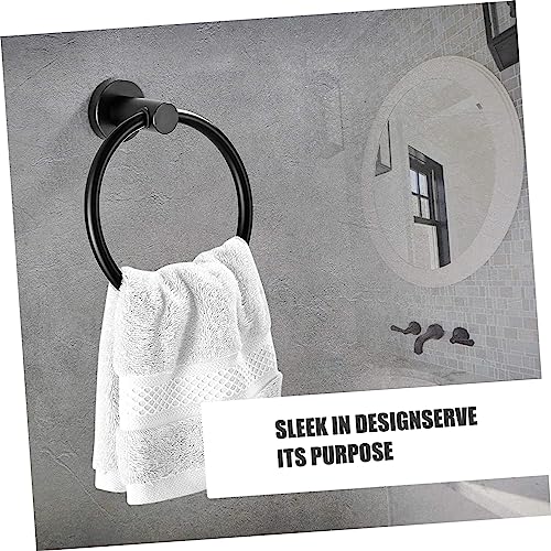Uonlytech 6 pcs Hand Rack Towel Hanger and Cabinet with Hook Wall Paper Rod Wall-Mounted Rustic Supplies Black Holder Tissue Steel Toilet Practical Hardware Storage Dispenser