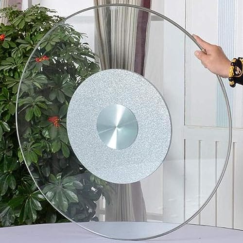 Lazy Susans Turntable Glass Lazy Susan Serving Turntable, 50-120cm, 360-Degree Free Rotating Anti-tilt Spinning Dining Table Centerpiece , Serving Platters For Kitchen Dining Table Hotel (Color : Sil
