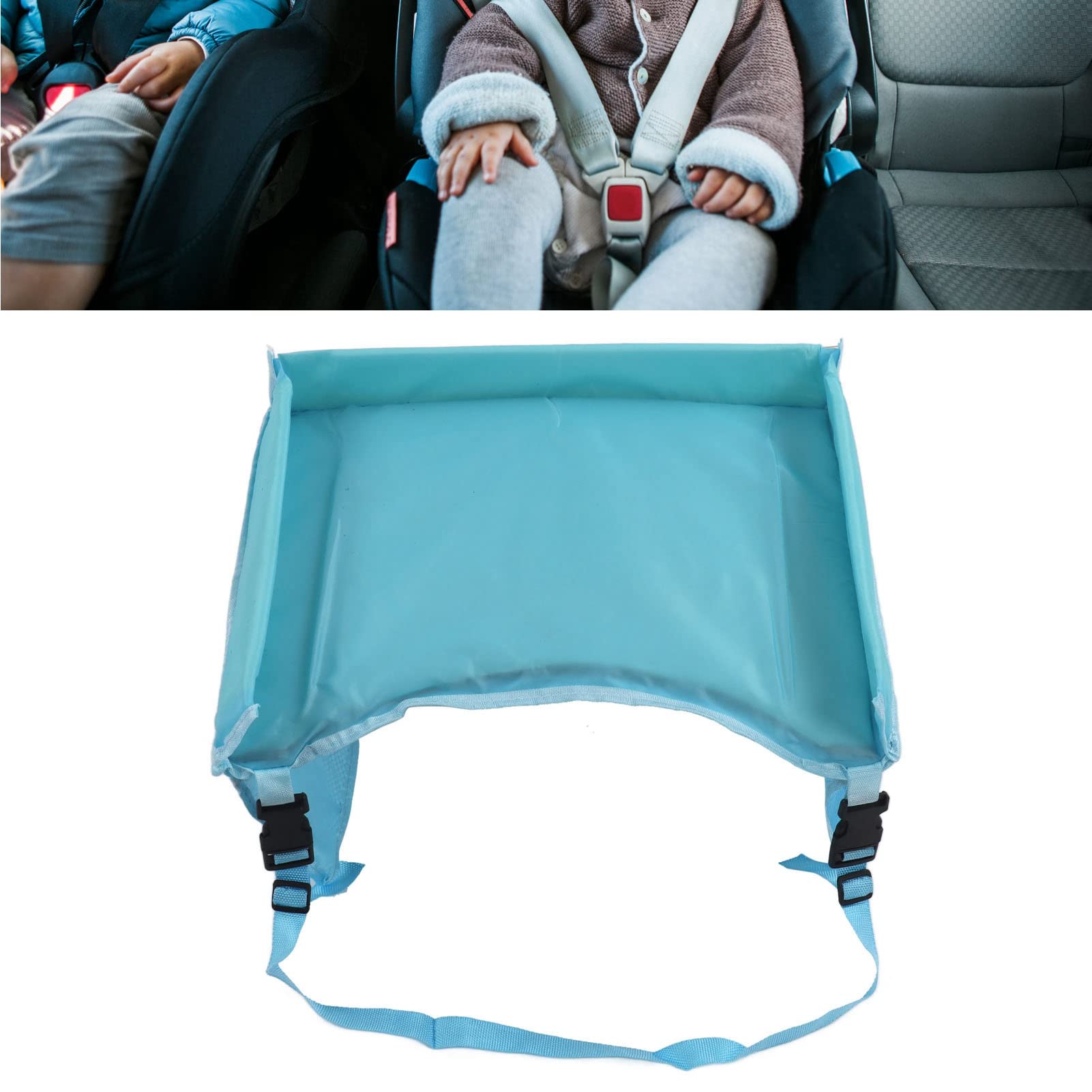 Foldable Kids Travel Car Table Tray Waterproof Toddler Lap Desk for Baby Carriages Lap Desk Accessory Sky Blue