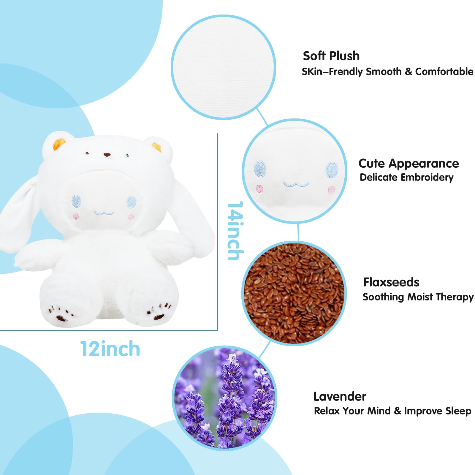 Microwave Heating Pad Dog Heatable Stuffed Animals for Cramps Pain Relief, Cute Soft Cozy Pillow Plush Heatable Warmies Stuffed Animals Gifts for Women, Teens
