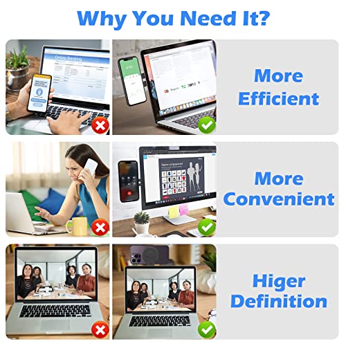 imluckies Magnetic Laptop Phone Holder, 180° Adjustable Continuity Camera Mount Compatible with Magsafe for iOS 16 & MacBook macOS 13 Ventura, for 14/13 /12 Series, Black