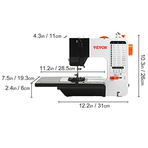 VEVOR Mini Sewing Machine for Beginners and Kids, Sewing Machines with Reverse Sewing and 38 Built-in Stitches, Dual Speed Portable Sewing Machine with Extension Table, Sewing Kit for Household Travel
