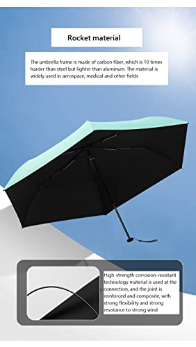 Ultra-light travel umbrella, foldable, ultra-compact and portable, carbon fiber shaft, anti-ultraviolet and windproof umbrella (Pea green)