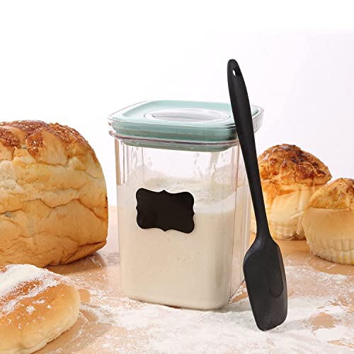Cygnet Sourdough Starter Jar Kit, 45 Oz DIY Sourdough Starter Jar, Thermometer, Silicone Jar spatula, Chalkboard labels & Marker. - Reusable Sourdough Jar Kit, Plastic Airtight Food Storage Canister