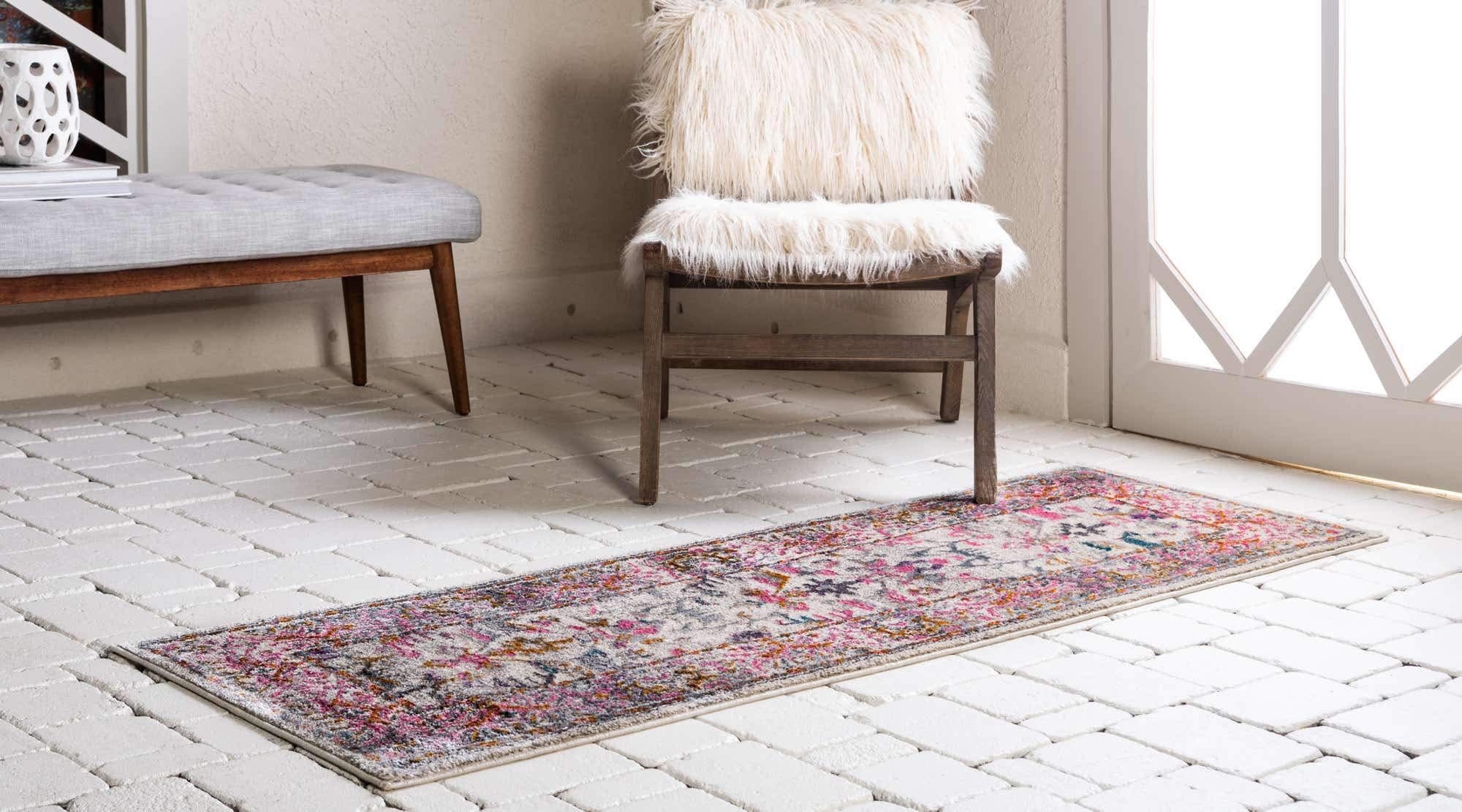 Unique Loom Aurora Collection Over-Dyed, Abstract, Botanical Southwestern, Transitional Area Rug, Rectangular 9' 0" x 12' 0", Beige/Pink