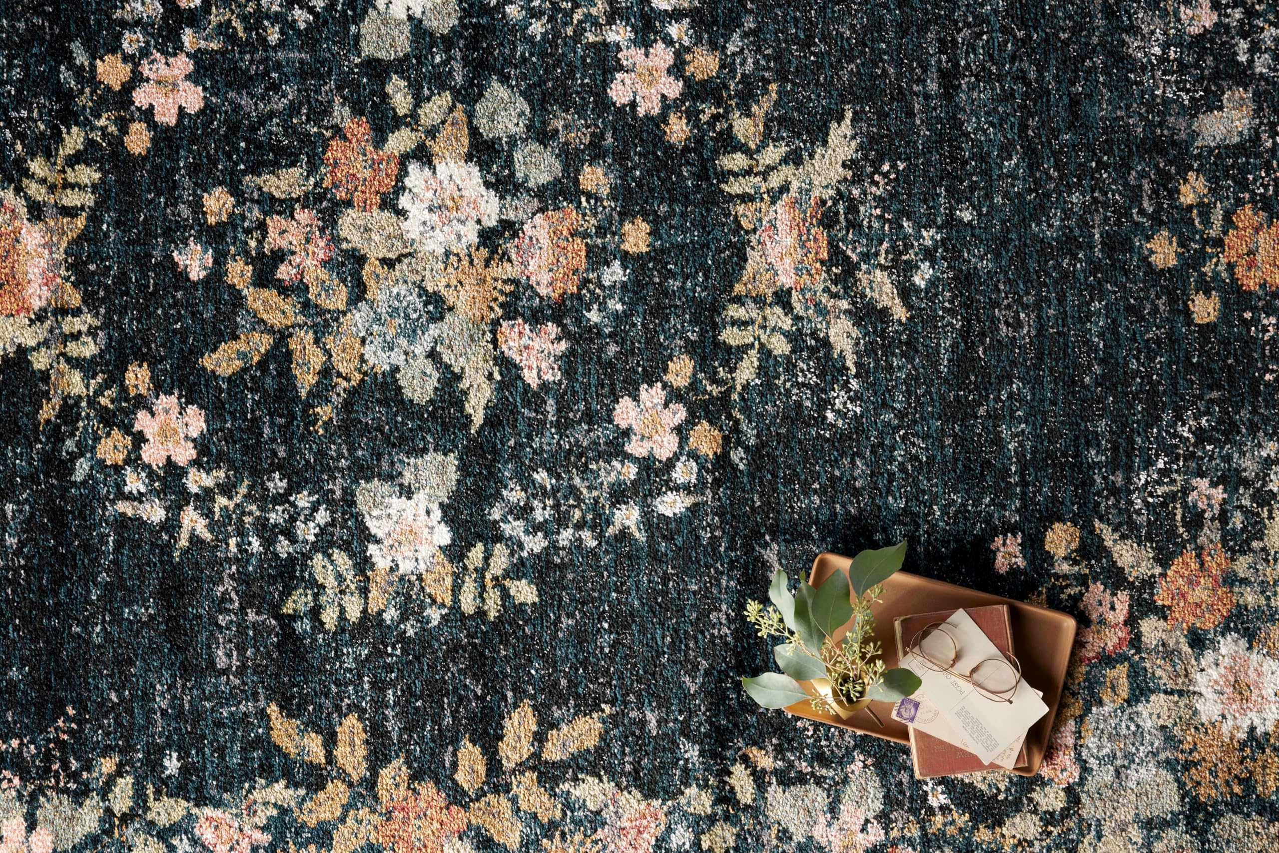Loloi Rifle Paper Co. x Laurel Black 5'-3" x 7'-8" Area Rug