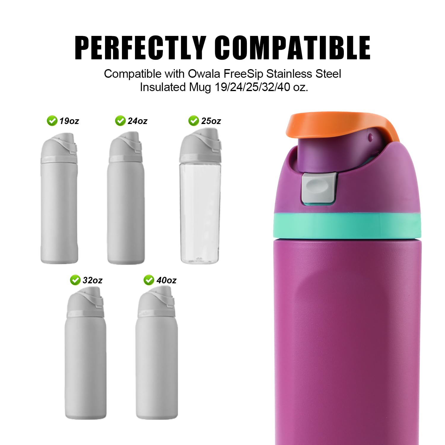 PEUTIER 4pcs Replacement Button Compatible with Owala FreeSip 24oz 32oz, BPA-Free Water Bottle Lid Mouth Push Button Switch Replacement Parts for Owala 19/24/32/40oz Bottle Accessories, Grey
