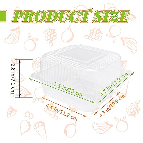 OJYUDD 200 Pack Clear Plastic Square Hinged Food Container,Disposable To Go Containers with Clear Lids,Take Out Square Clamshell Food Boxes for Dessert,Cakes,Cookies,Pasta,Sandwiches