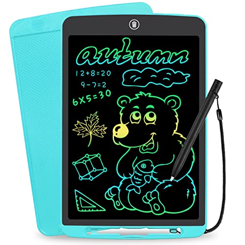 LCD Writing Tablet 12 Inch Toddler Doodle Board,Colorful Drawing Tablet Writing Pad,Erasable Electronic Painting Pads,Educational and Learning Girls Gifts Toys for 3 4 5 6Year Old Girls Boys(Sky Blue)