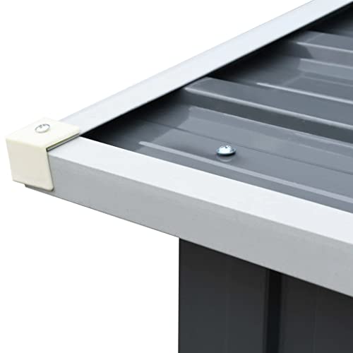 vidaXL Log Storage Shed, Log Holder with Roof, Log Storage Shed, Firewood Rack for Backyard Garden Patio Porch, Anthracite Galvanized Steel 129.9"
