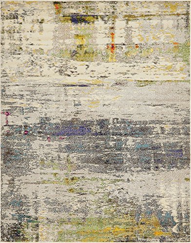 Unique Loom Chromatic Collection Modern Rustic & Vibrant Abstract Area Rug for Any Home Décor, 8 ft x 10 ft, Beige/Gray