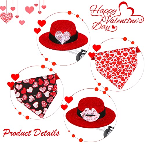 JOTFA 4 Pcs Bearded Dragon Valentine’s Day Costumes, Lizard Valentine’s Day Hats Bandanas Lizard Scarf Valentines Outfits for Bearded Dragon Lizard Hamster Guinea Pig Small Animal