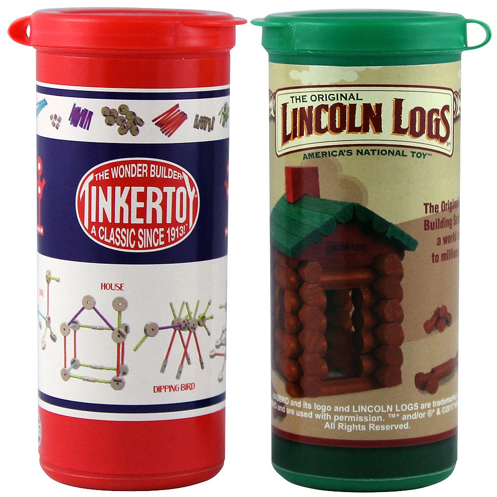 Worlds Smallest Building Toys Set of 2: Tinkertoy and Lincoln Logs