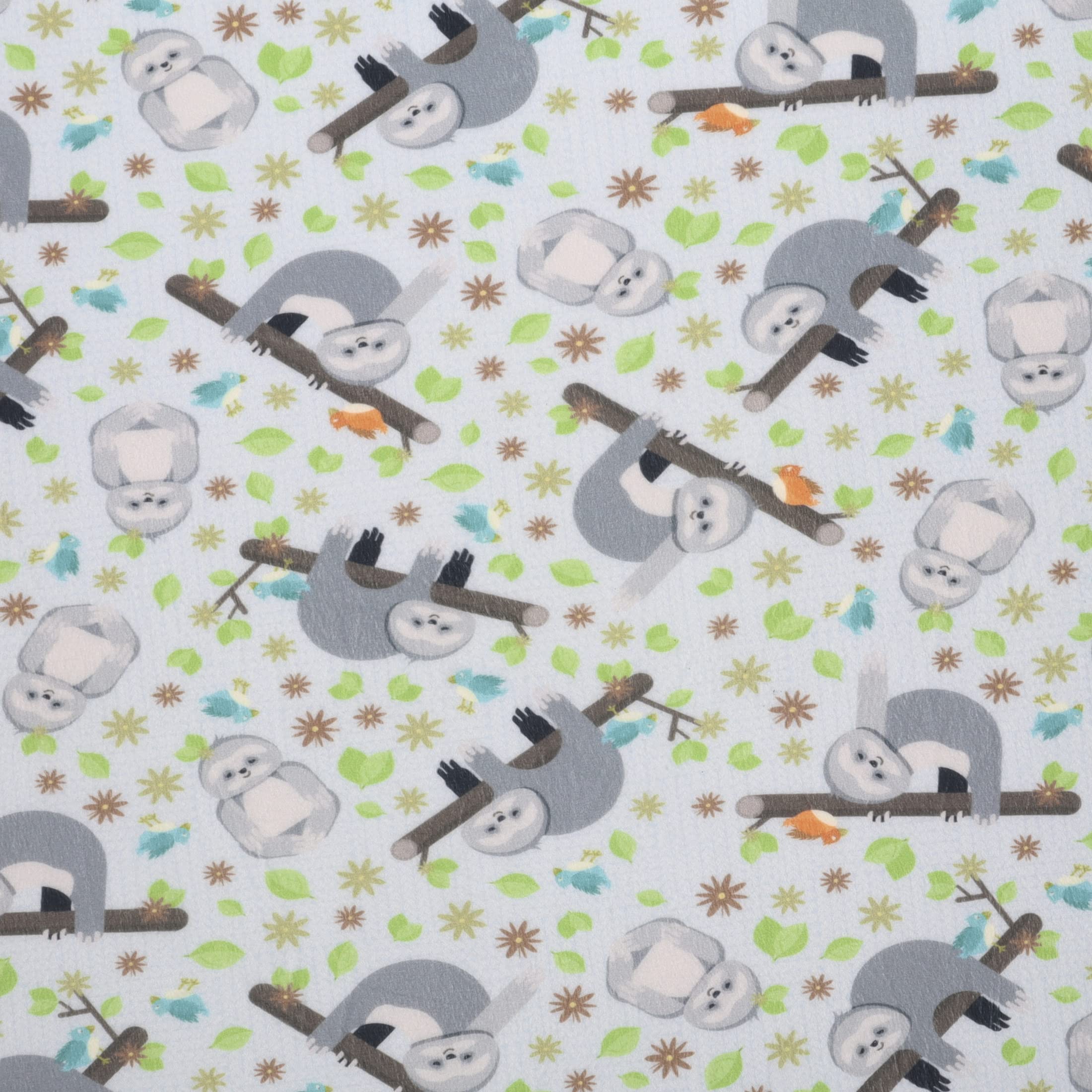 Mook Fabrics Stretch Minky Sleep Sloth, Moss Cut by The Yard
