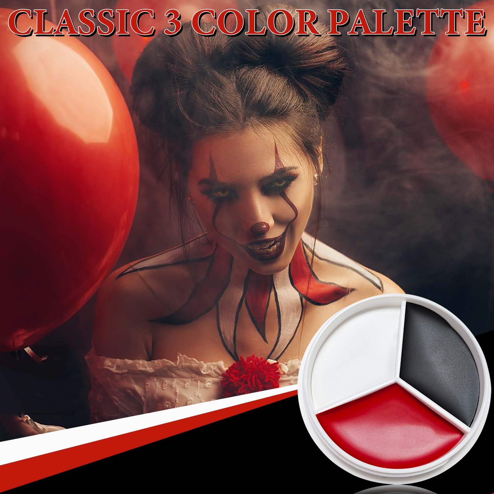 DuoZeng White Red Black Halloween Face Paint Makeup,Professional White Face Paint Clown Joker Cream Makeup Face Painting Kit,Body Paint for Halloween Zombie Costume Stage Cosplay