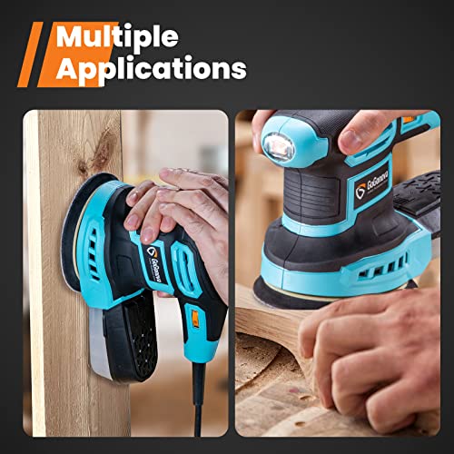 GoGonova 3.0A (360W) Orbit Sander, 6 Speeds Random Orbital Sander, 5” Electric Sander Kit with 15pcs Sandpapers, Dust Collector and Vacuum Adapter, Ideal Power Sander for Woodworking