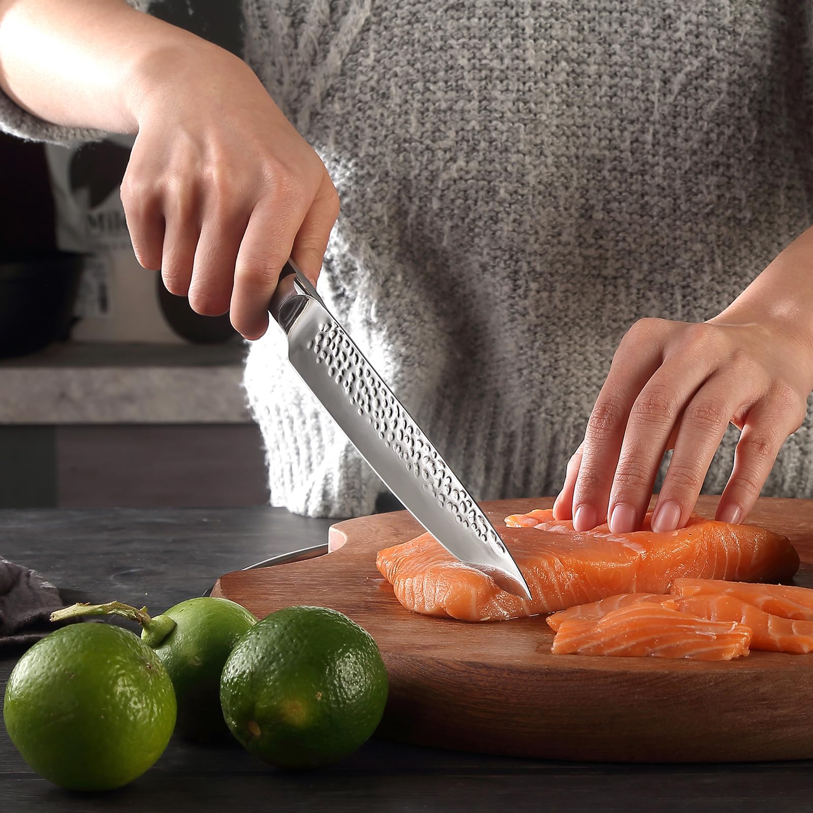 PAUDIN Carving Knife, Sharp 8 Inch Slicing Knife, Premium High Carbon Stainless Steel Forged Blade Brisket Knife with Full Tang Ergonomic ABS Handle, Carving Knife for Meat, Sashimi, Sushi, Roasts