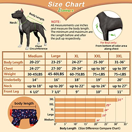LovinPet Pullover Pitbull Pajama PJS - Lightweight Pullover Pajamas, Full Coverage Dog Pjs,Spacecraft Navy Print, Large Breed Dog Pjs/Large