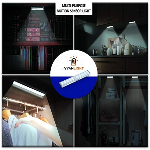VYANLIGHT Motion Activated Light, Wireless LED Lights with 30 LEDs, Built-in Battery, and 4-Modes, Stick-On Anywhere Magnetic Night Light Bar for Closet Hallway Stairway, Dimmable LED, 1 Pack