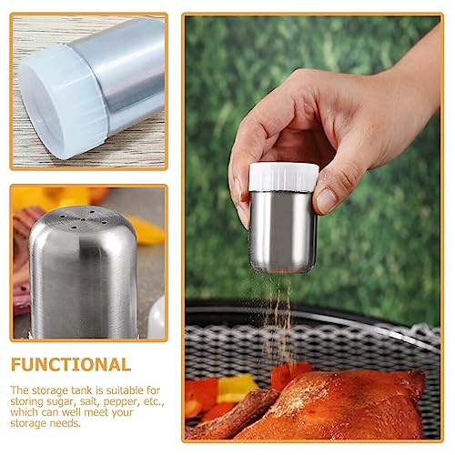 Stainless Steel Container 2PCS Salt and Pepper Shakers with Pour Holes Stainless Steel Dispenser Seasoning Bottles Condiment Jar for Kitchen Cooking Stainless Steel Containers