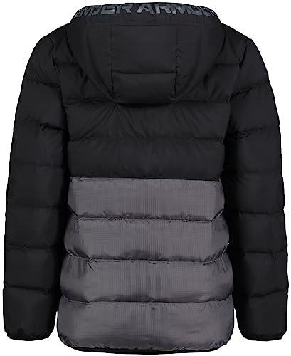 Under Armour Boys' Pronto Puffer Jacket, Mid-Weight, Zip Up Closure, Repels Water, Black Colorblock