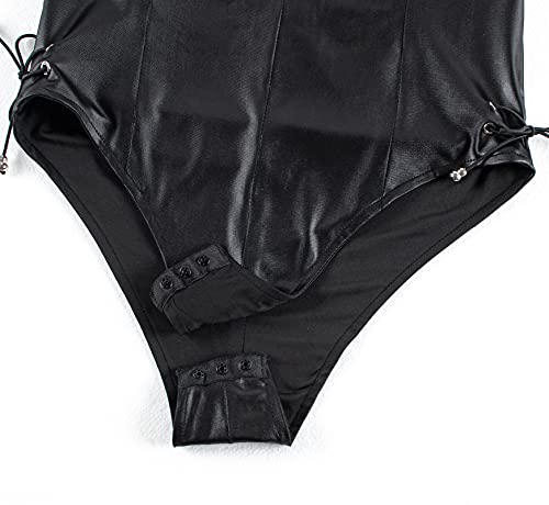 Womens Bunny Girl Suit Button Crotch Romper Onesie Bodysuit Cosplay Costume Furry Cat Ear Gloves Socks Set(Black 4XL)