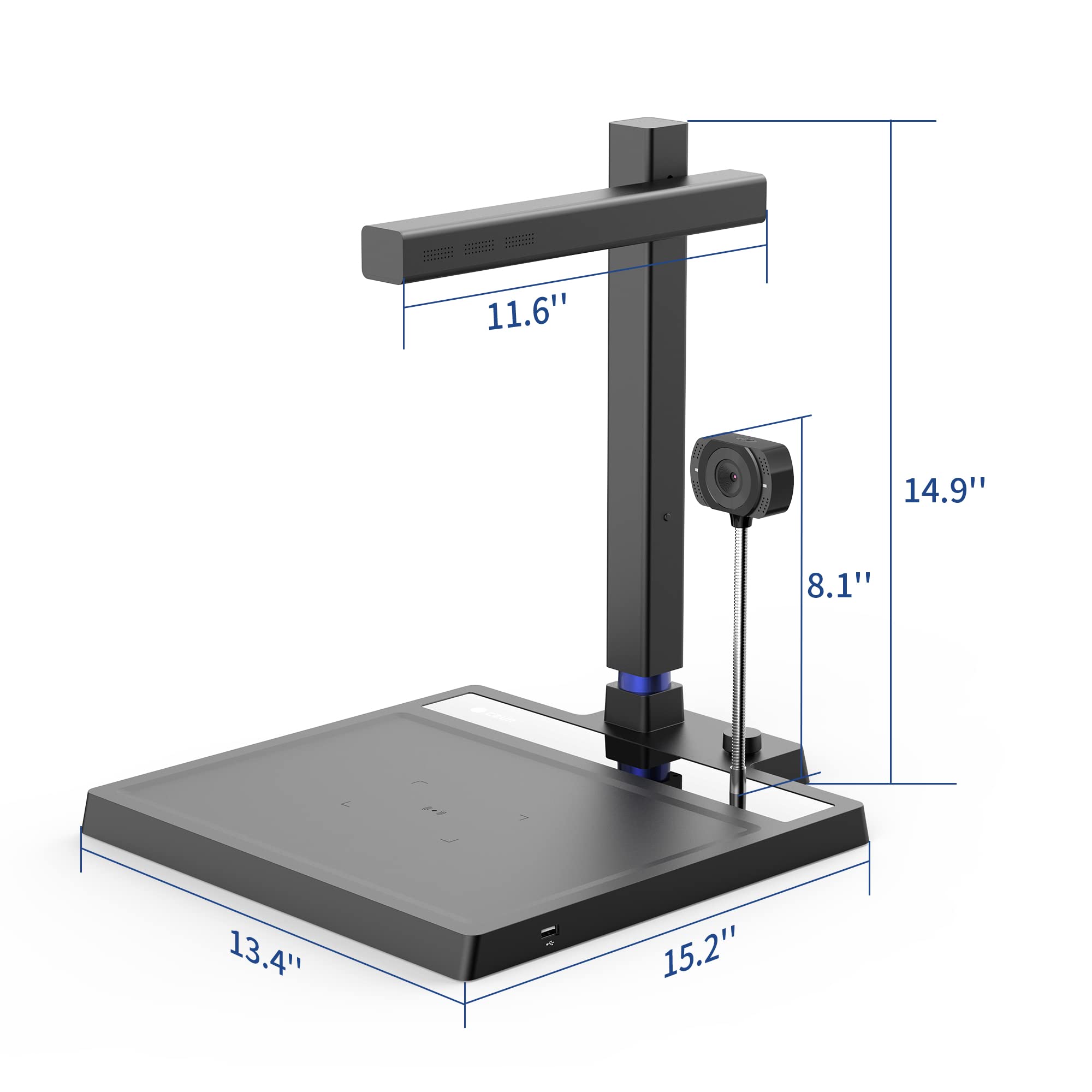 CZUR Shine 500 Surface Pro AC Document Scanner, 5MP Document Camera + 2MP Webcam+ Working Surface, A4 Document Scanner for Computer/Laptop, 180+ Languages OCR, Fast Scan 1s/Page, for PC/Mac