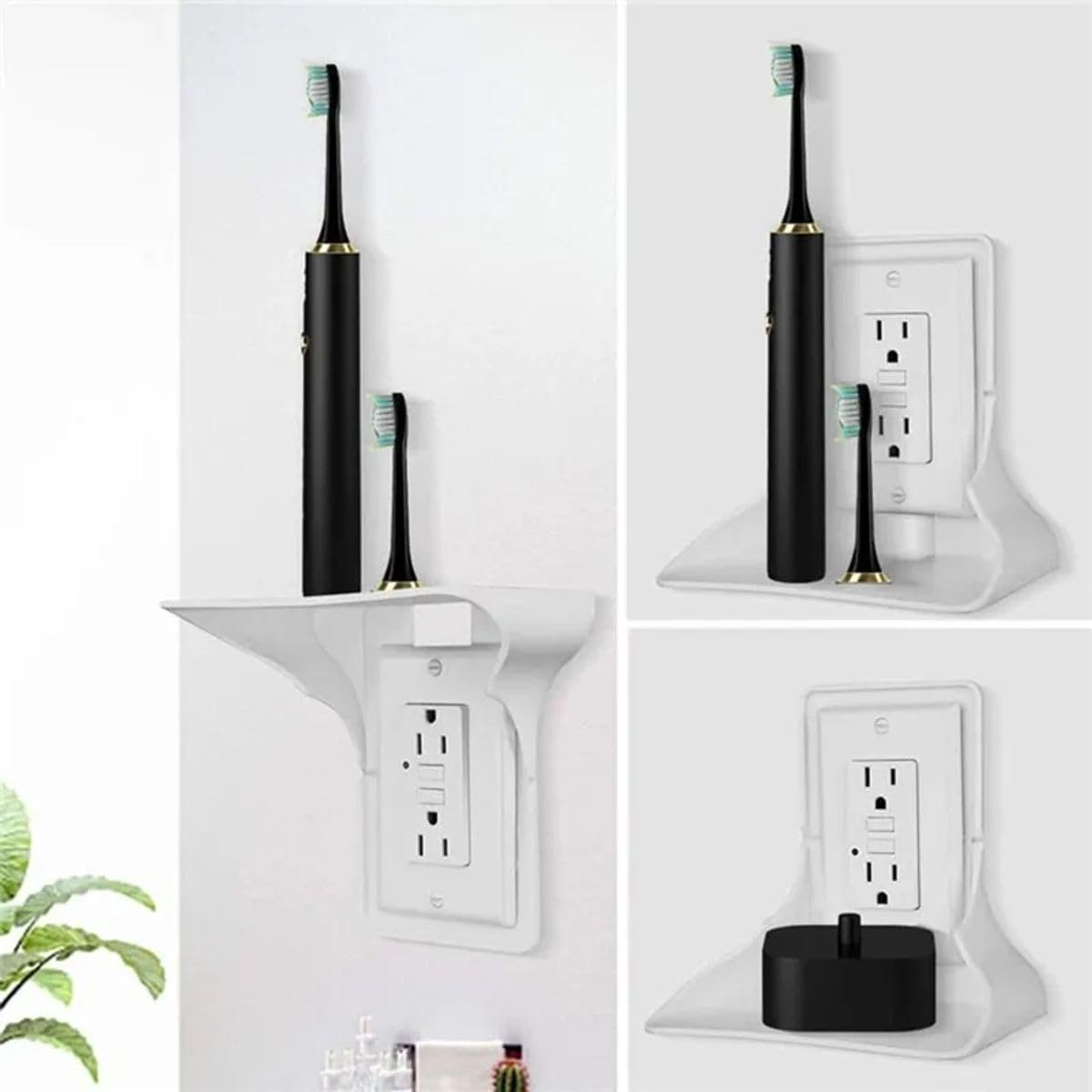 OTTECA Outlet Shelf, Wall Outlet Holder, Home Wall Shelf Organizer for Outlets, Decor outlets, Bathroom Outlet Shelves - Supports up to 10lb (White, Pack of 2)