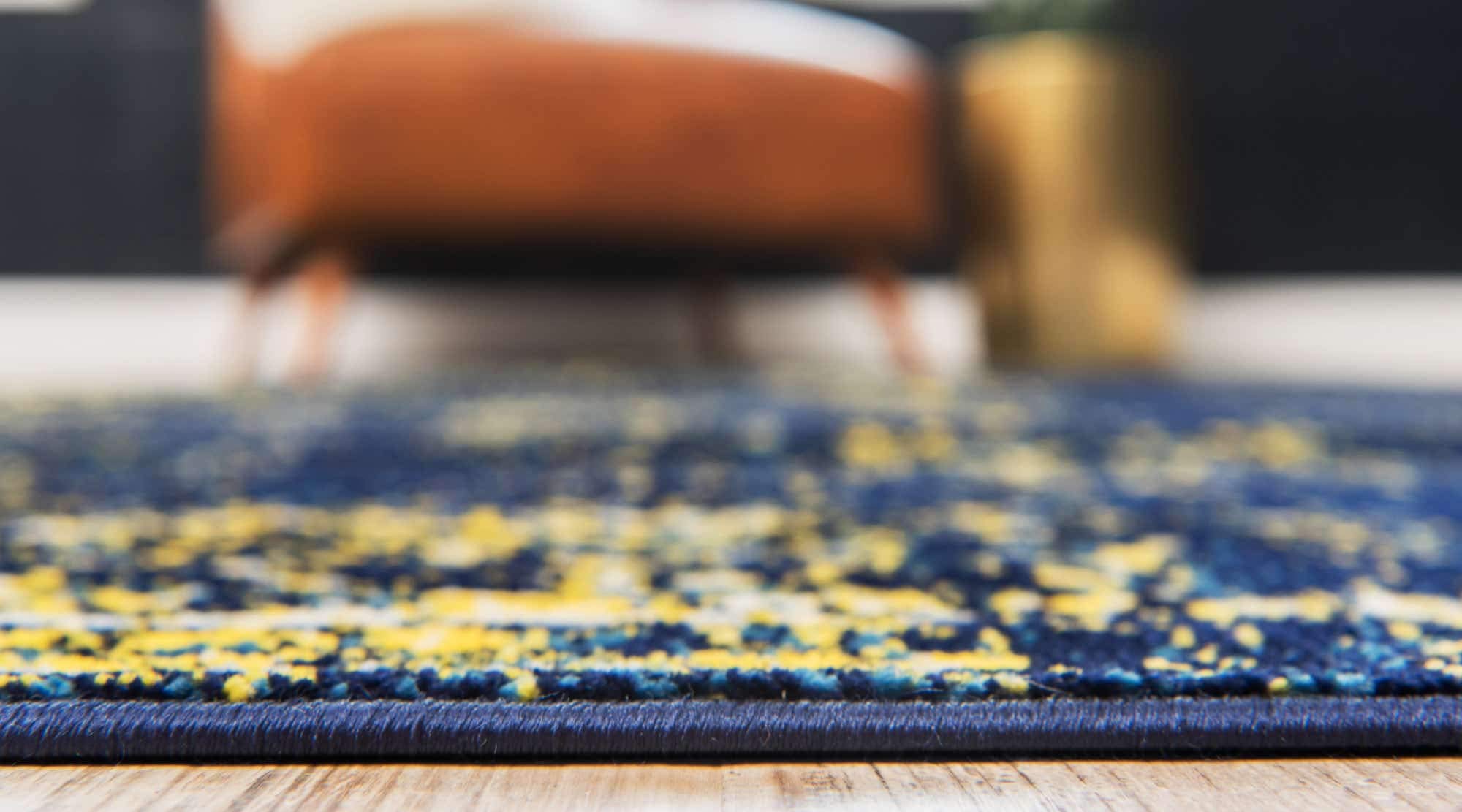 Unique Loom Sofia Collection Area Rug - Casino (5' 3" x 8' Rectangle, Navy Blue/ Yellow)