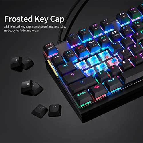 HUIOP CK82 Mechanical Keyboard 87 Keys RGB Gaming Keyboard with OUTMU Blue Switch Keys N-Key Rollover White