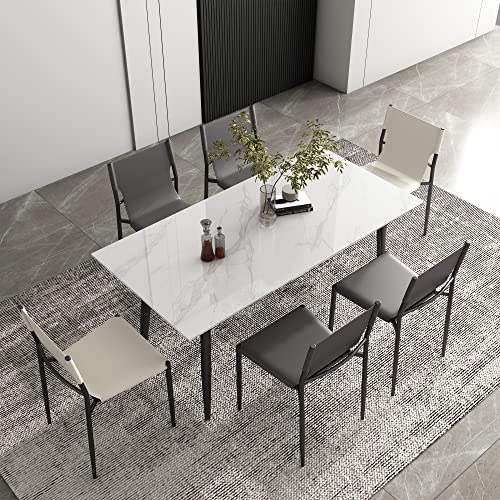 Luck Live 62.9'' to 94.4'' Extendable Dining Tables for 4 to 8 - New sintered Stone Material Rectangle Dining Table -High Hardness,White, Easy