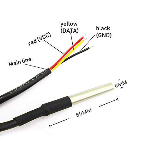 DAOKI 5Pack DS18B20 Temperature Sensors Kit 1m/39.3"Cable Waterproof with Stainless Steel Probe for Arduino