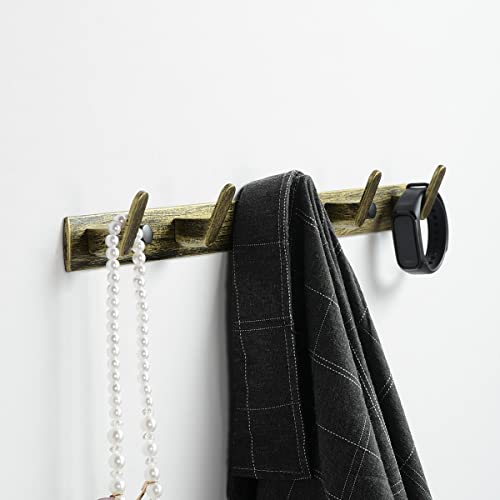JYL HOME Heavy Duty Metal Coat Hook Wall Mounted Hat Hanger Modern Key Towel Hanger 5 Hooks, Bronze