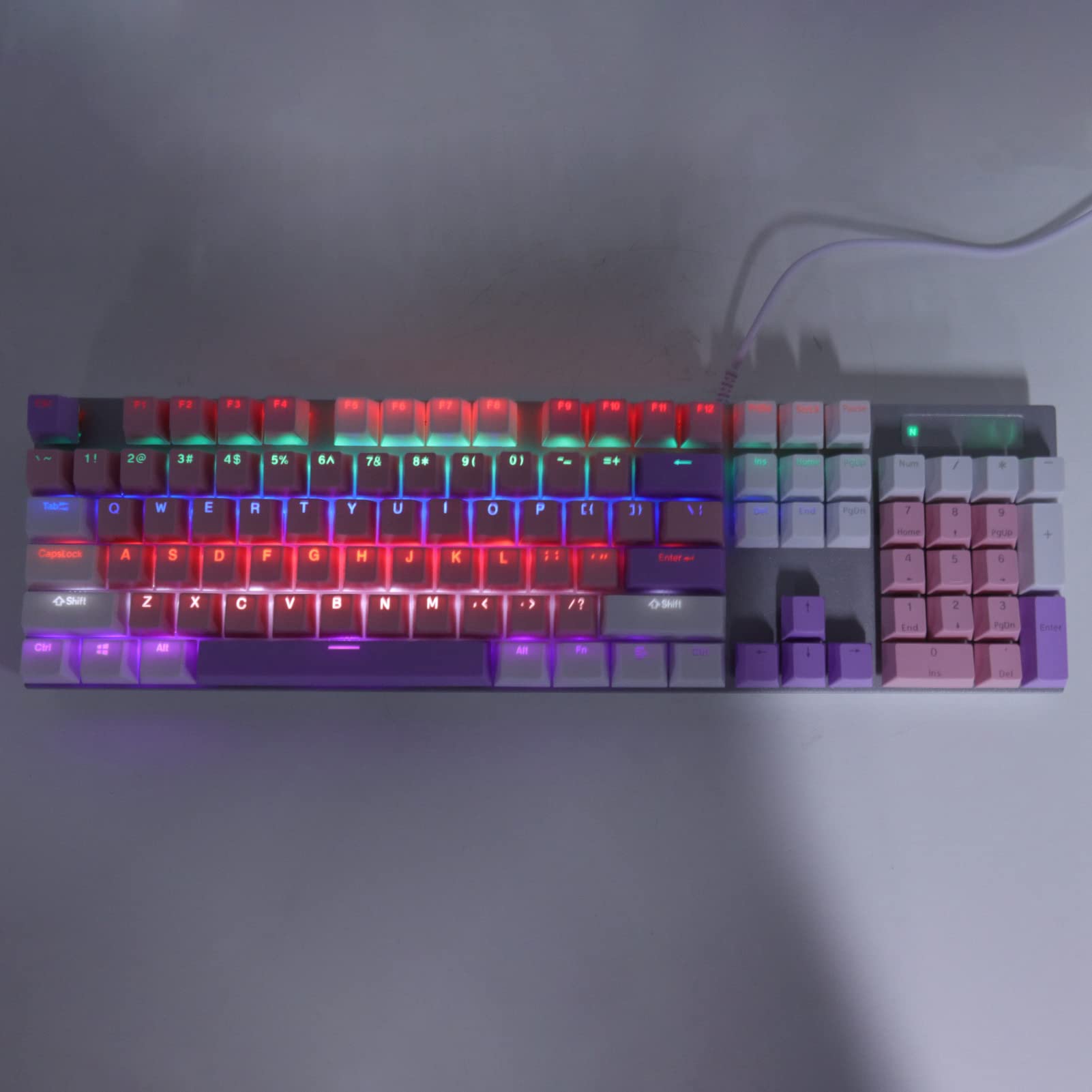 Huleo Mechanical Gaming Keyboard, 26 Backlight Modes 104key Mechanical Keyboard for PC Blue Switch