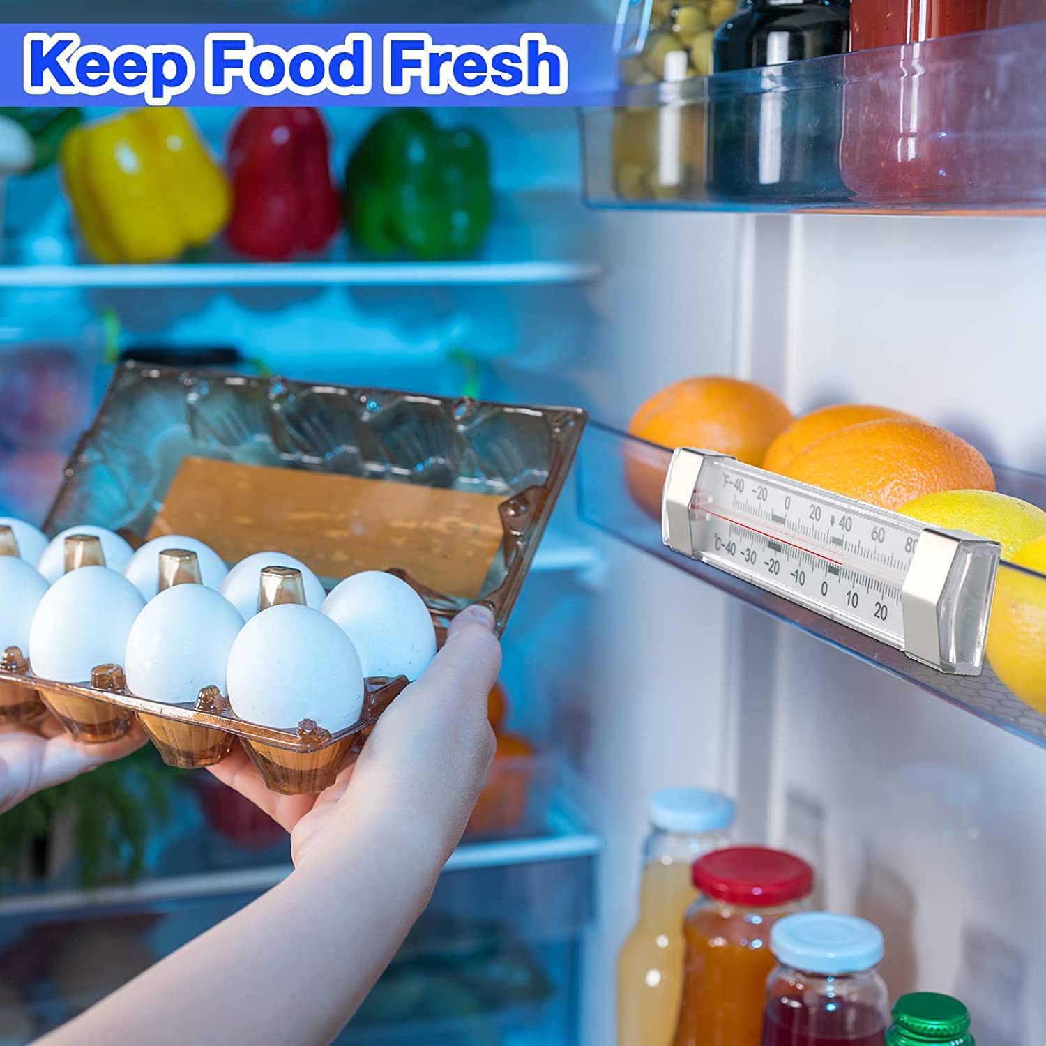 GERUSEA 12 Pack Fridge Refrigerator Freezer Thermometer