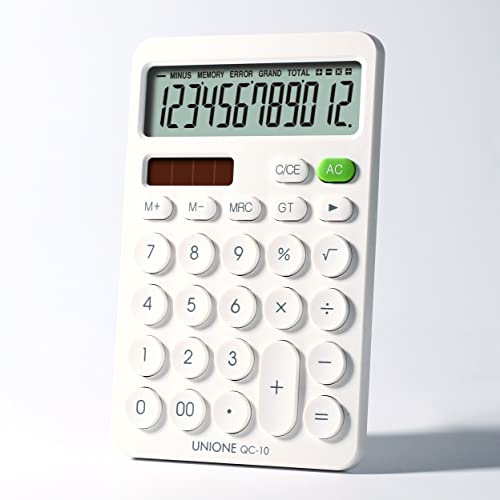 UNIONE Pink Calculator with a Bright LCD, Dual Power Handheld Desktop. Color. Business, Office, High School (4×6.6in)