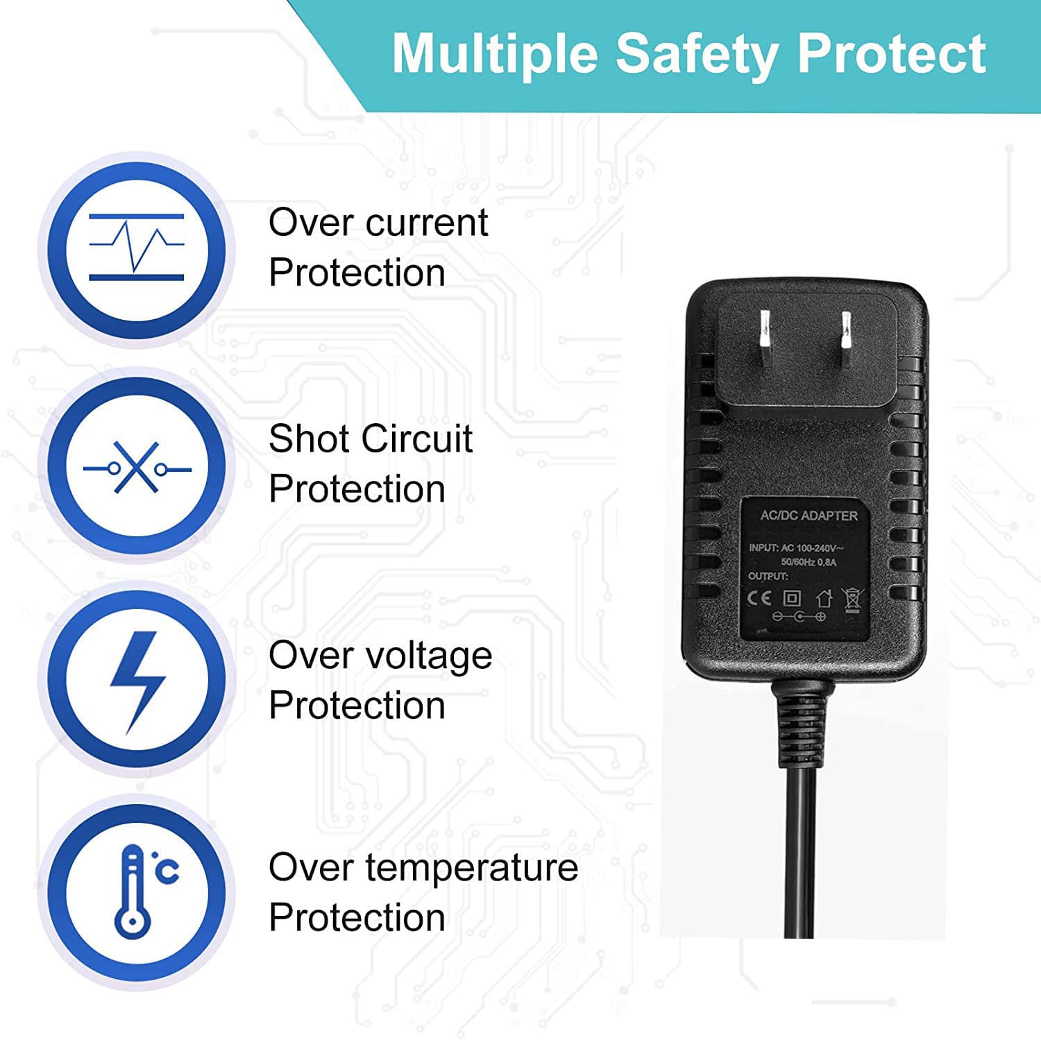 Wall AC Adapter Power Cord Compatible for RESTECK,Vellax,Medcursor,Mirakel,InvoSpa Shiatsu Back Shoulder and Neck Massager Charger Power Supply 12V(Only Fit for 12V Massager )
