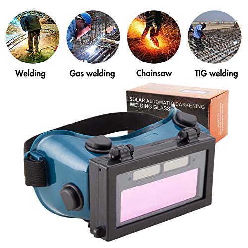 Holulo Auto Darkening Welding Goggles with Clear Inner Lenses Welding Helmet Solar Welder Eyes Glasses Flip Up Lens Eye Protection (Dark Green)