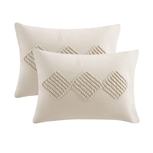 Oli Anderson Pillow Cases Standard Size Set of 2, Tufted and Super Soft Decorative Pillow Covers with Envelope Closure, 20x26 inches, Beige