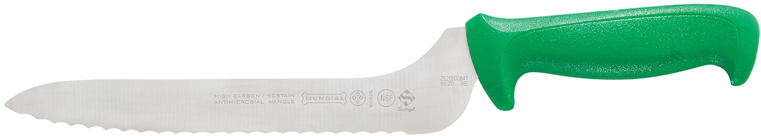 Mundial G5620-9E 9-Inch Offset Serrated Edge Sandwich Knife, Green