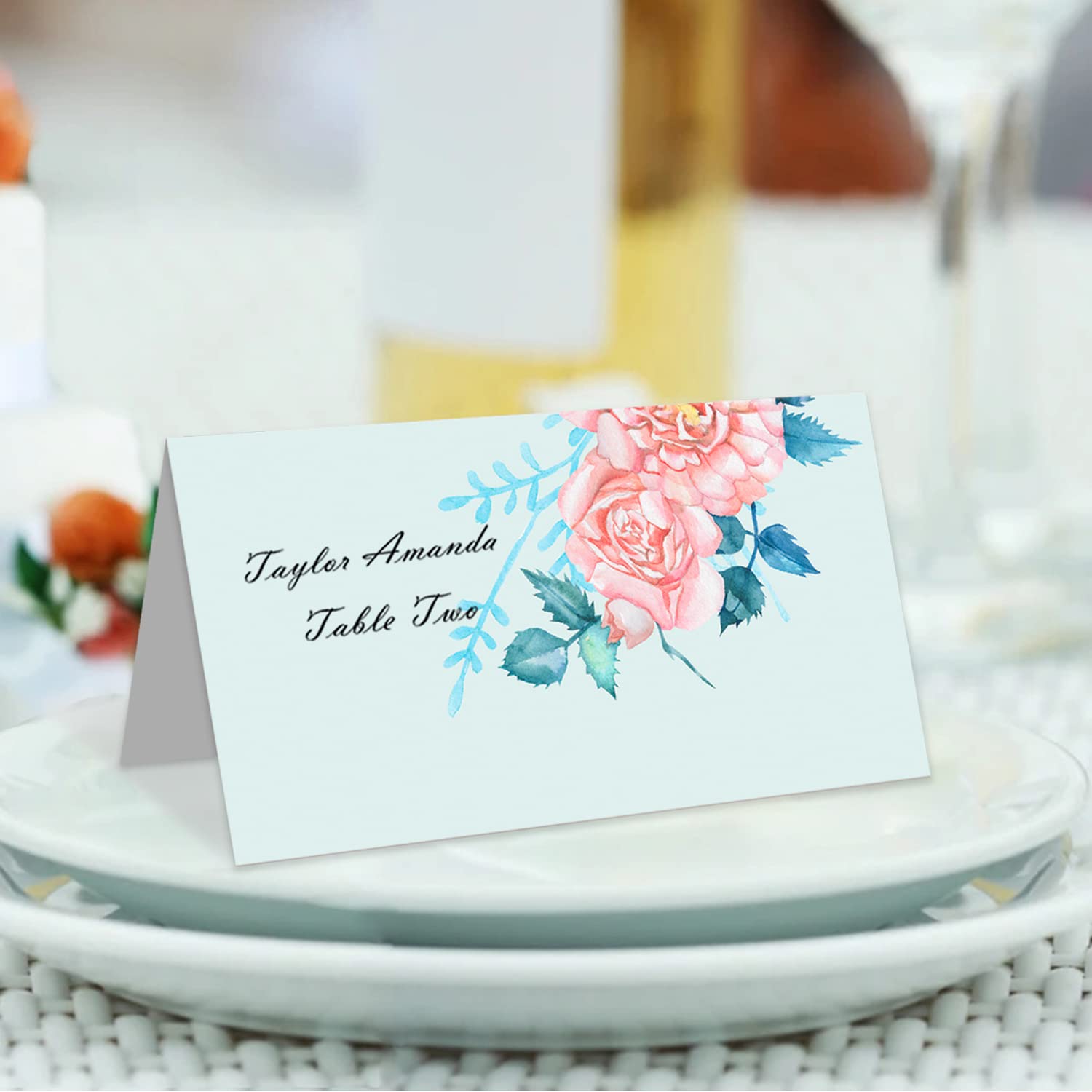 Place Cards for Table Setting, 120 Pack Table Name Tent Cards, Floral Blank Seating Place Cards for Weddings, Food Buffet, Parties, Dinner Table, Christmas, Thanksgiving