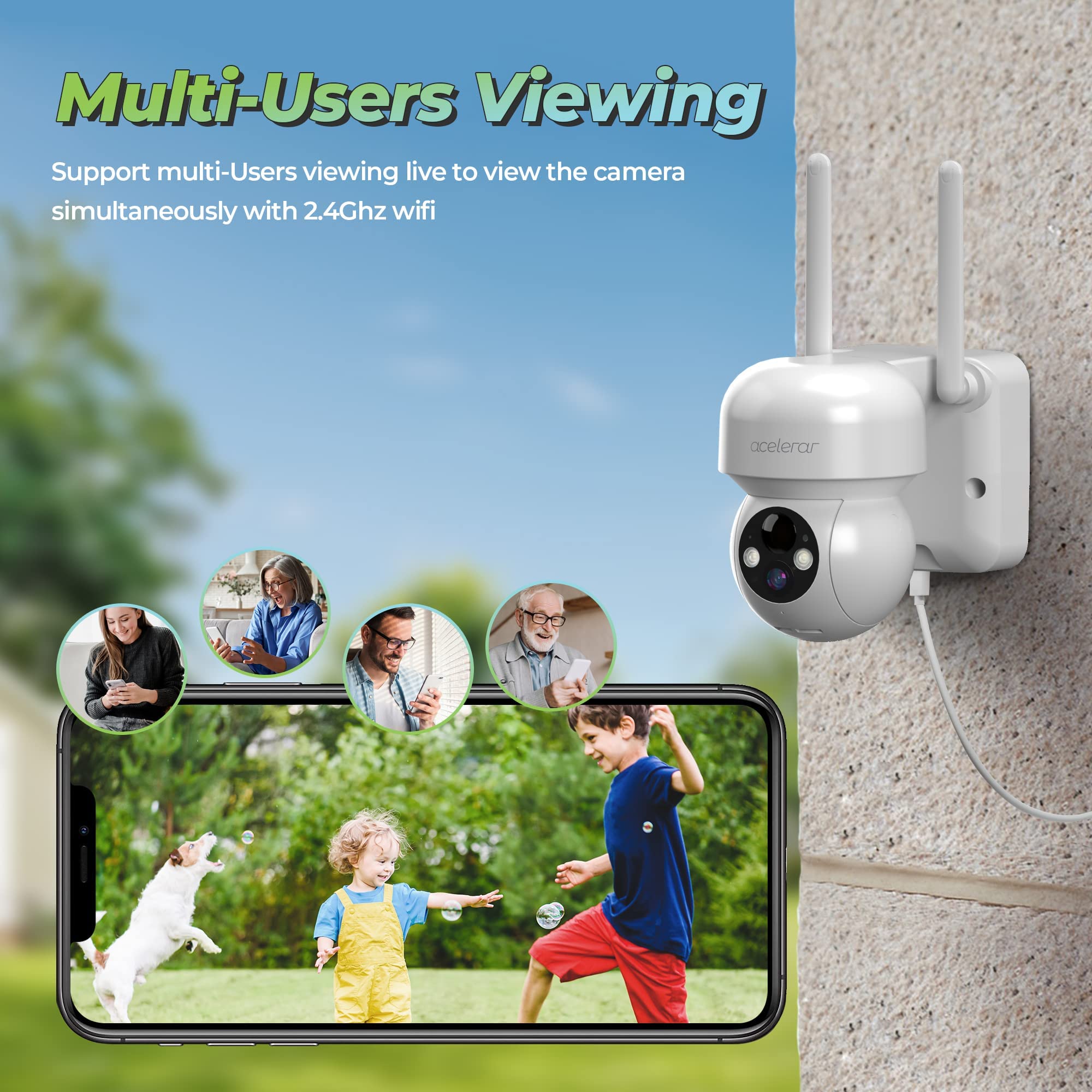 Solar Security Camera Outdoor with Solar Powered, 2K 3MP Color Night Vision PTZ WiFi Camera Built-in 9600mAh Battery with Motion Detect