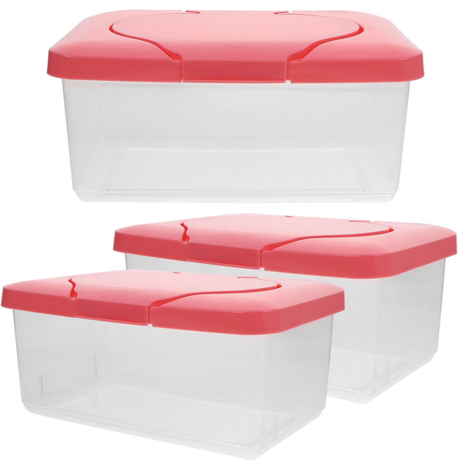 GLEAVI 3Pcs Wipes Dispenser Container Wet Wipes Storage Box with Lid Baby Wipe Case Holder for Keeping Wipes Fresh Home Office Desk B