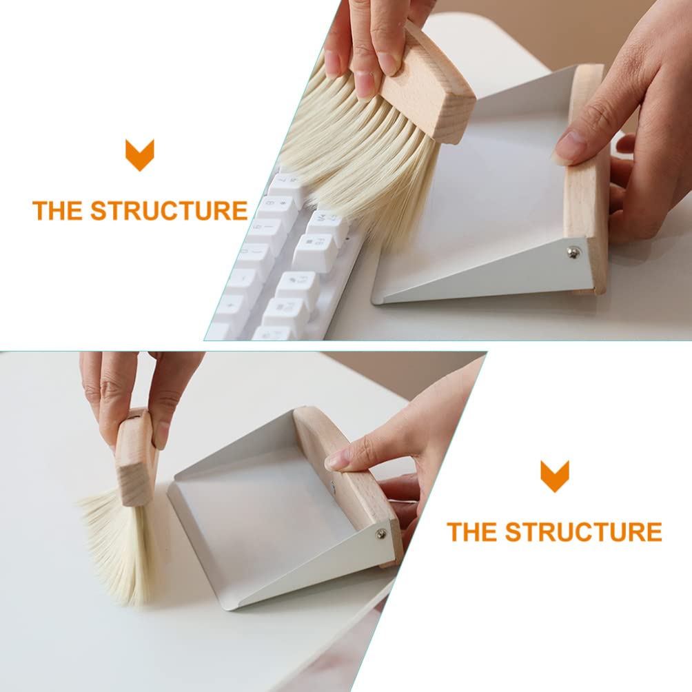 Hemoton 1 Set Small Broom Dustpan Brooms Pet Cage Broom Brush Dustpan Desk Top Dustpan Car Cleaning Tools Pets House Cleaning Brush Sofa Child Desktop White Iron Keyboard Brush